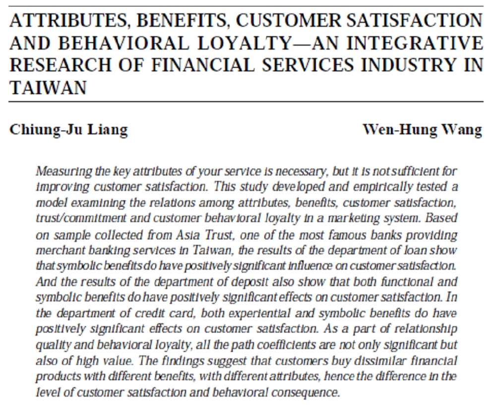 Attributes, Benefits, Customer Satisfaction And Behavioral Loyalty