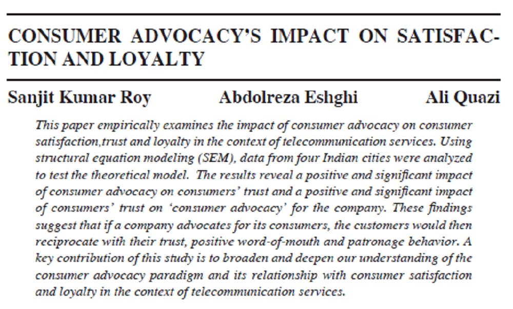 Consumer Advocacy's Impact On Satisfaction And Loyalty